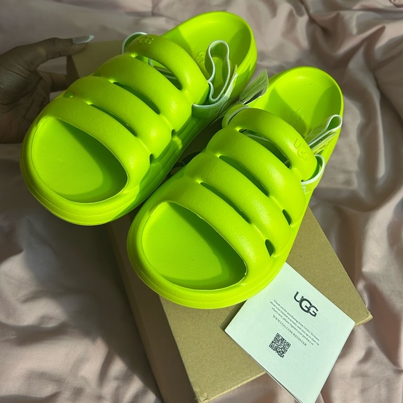 UGG | Shoes | Ugg Neon Yellow Slide Sandals | Poshmark